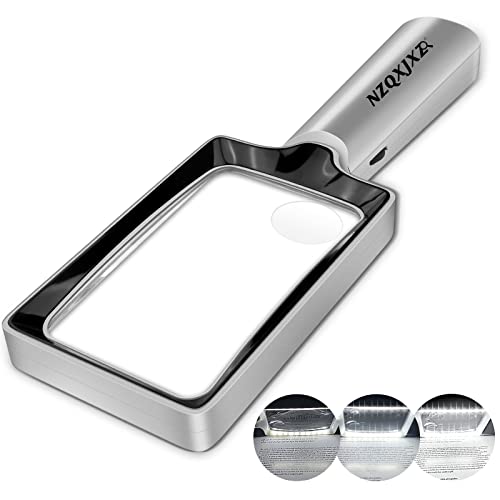 Magnifying Glass with Light, 4X 10X Magnifier with 20 Anti-Glare and Dimmable LED Lights Provides Evenly-Lit Viewing Area for Low Vision Seniors