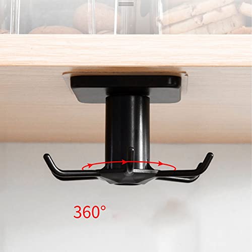 GOOFFY Door Metal Hooks for Hanging 360 Degrees Rotated Kitchen Hooks Self Adhesive 6 Hooks Home Wall Door Hook Handbag Clothes Ties Bag Hanger Hanging Rack Hanger