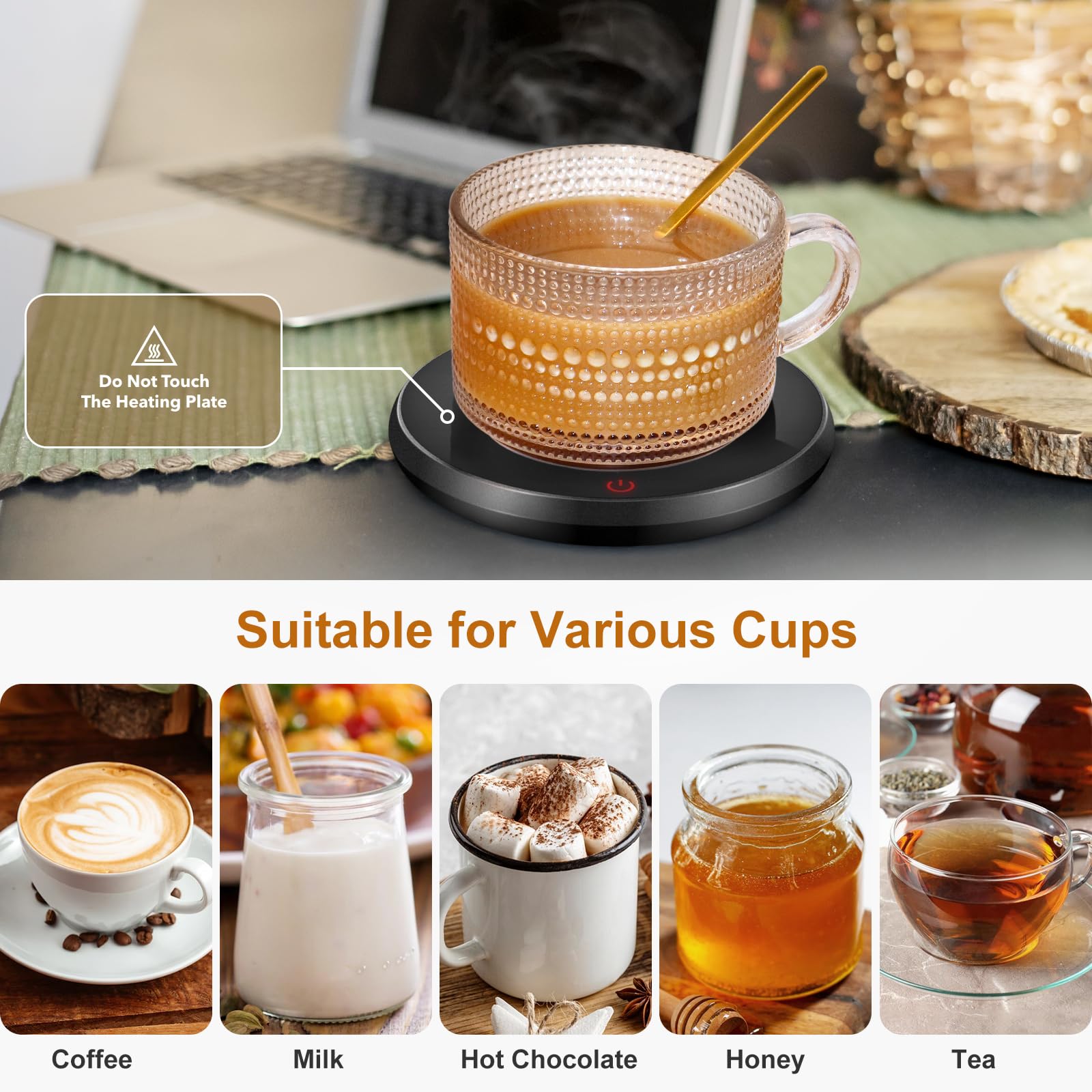 Mug Warmer for Desk,Coffee Warmer for Auto Shut Off & Smart Temperature Settings,Mug Warmer for Office Desk Use,Candle Wax Heating Plate,Cup Warmer for Tea Milk(No Cup)