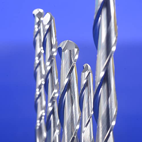 HOZLY for Wood Working Set Diameter 1mm 1.5mm 2.0mm 2.5mm 3.175mm Carbide Ball Nose End Mill CNC Engraving Router Bits Milling Cutter