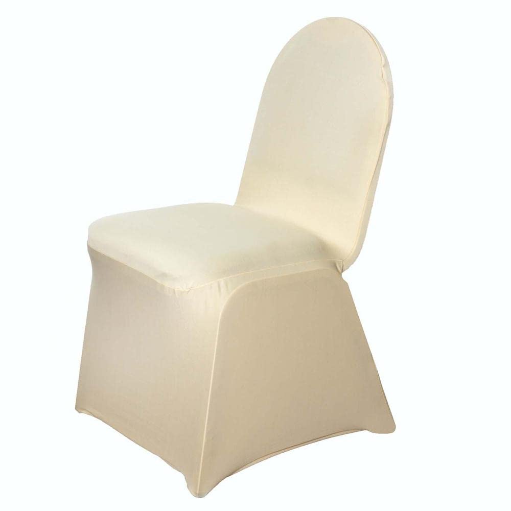 TABLECLOTHSFACTORY Champagne Spandex Chair Cover for Wedding Event Party-Pack of 5