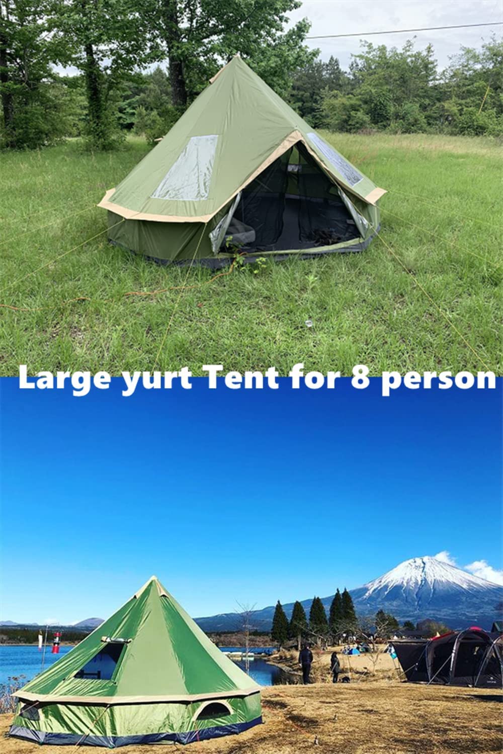 DANCHEL OUTDOOR 16.4ft Waterproof Backpacking Yurt Large Tents 8 Person Durable for Family Camping 30LB Light Weight Green