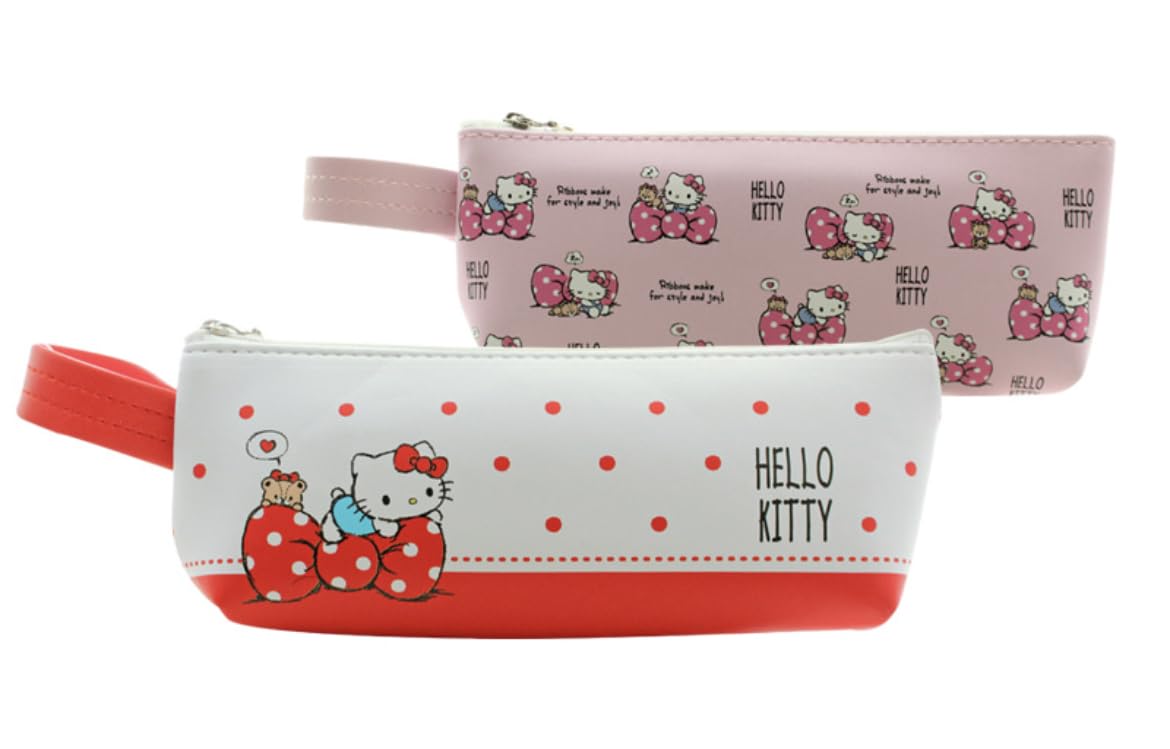 HELLOKITTY Big Handle Pencil Pouch (Pink ribbons)