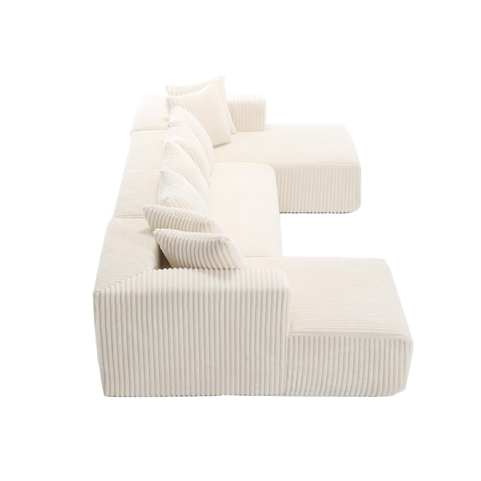 HANLIVES 130" Oversized 6 Seats U-Shaped Sofas for Living Room Apartment,Modern Large Cloud Sofa with Double Chaise,Corduroy Fabric Sectional Sofa Couch-White