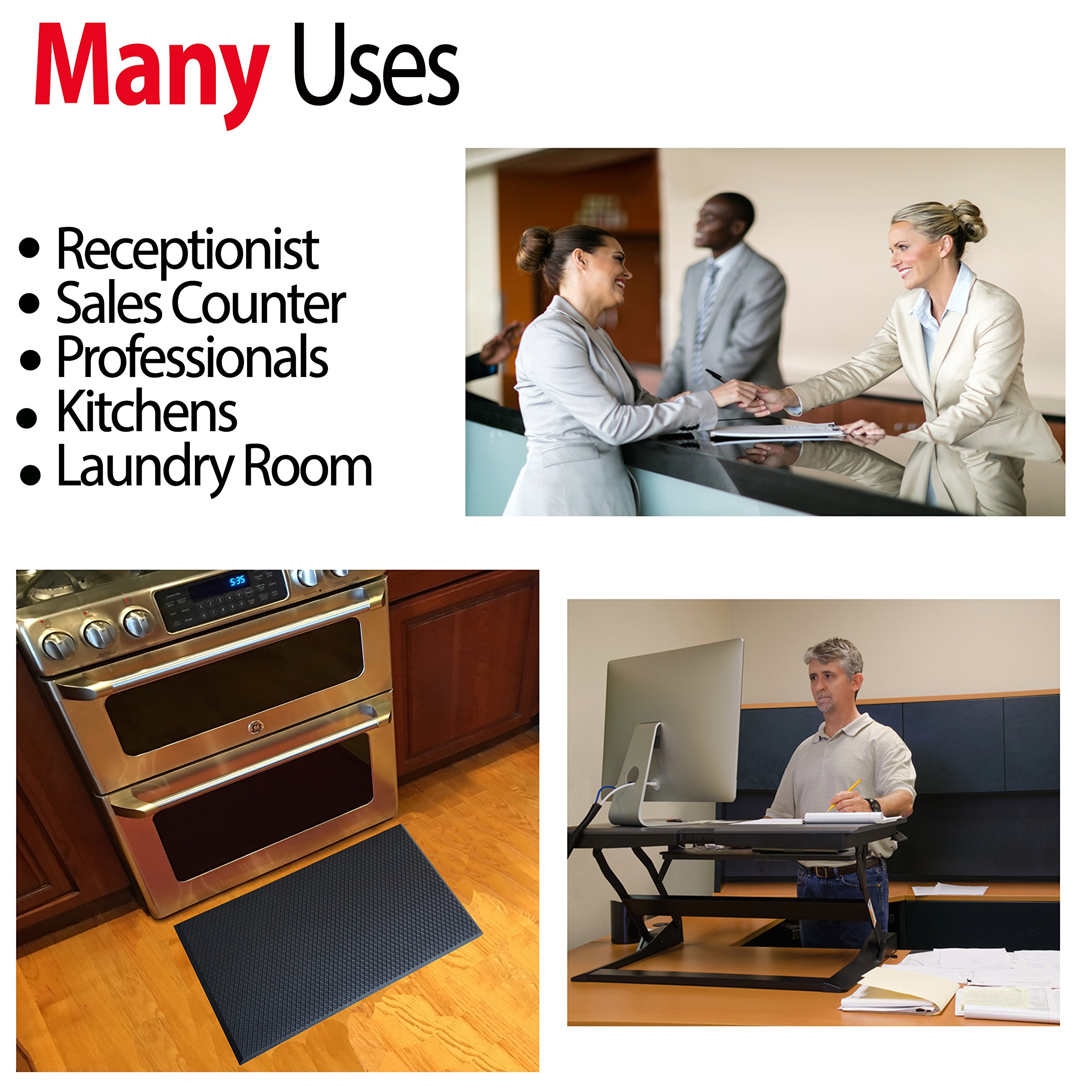 iPrimio Anti Fatigue Standing Mat, 1-inch Thick - Air Soft Ergonomic, Kitchen Sink Mat, Cushioned & Non-Slip Mats, for Standing Desk & Floor Comfort (36"x24")