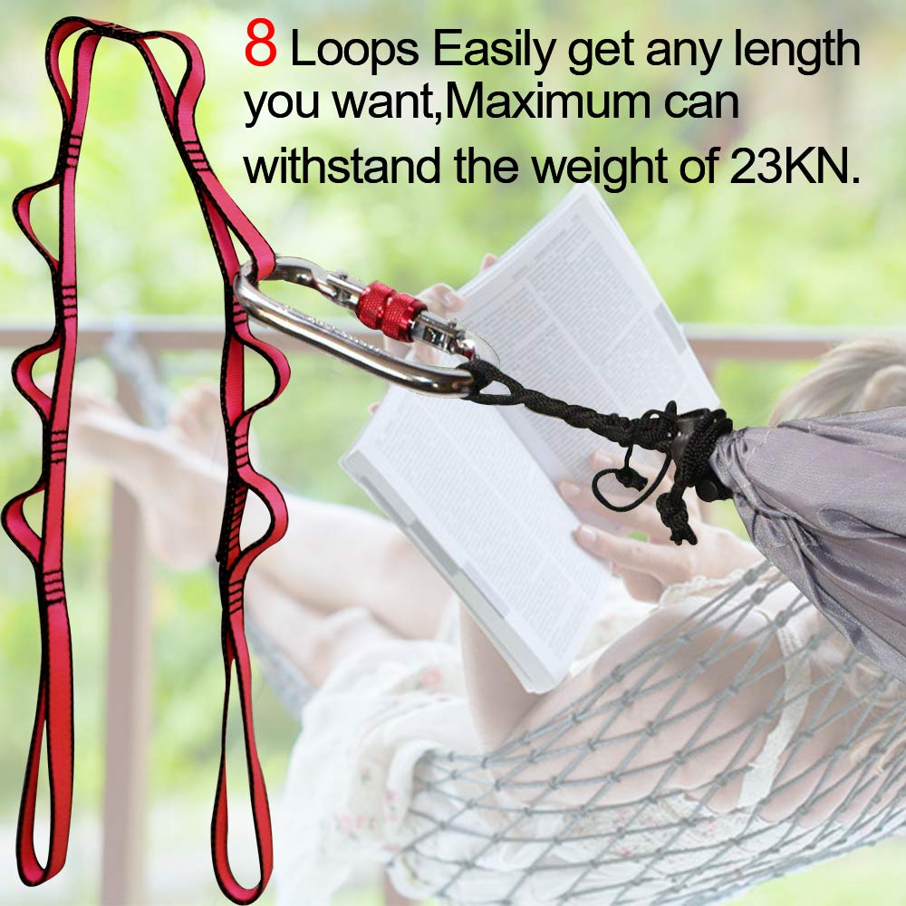 Dasking 2pcs Strong Climbing Strap Adjustable Strap Rope Strong Daisy Chain Nylon Daisy Chain Yoga Straps (Red)