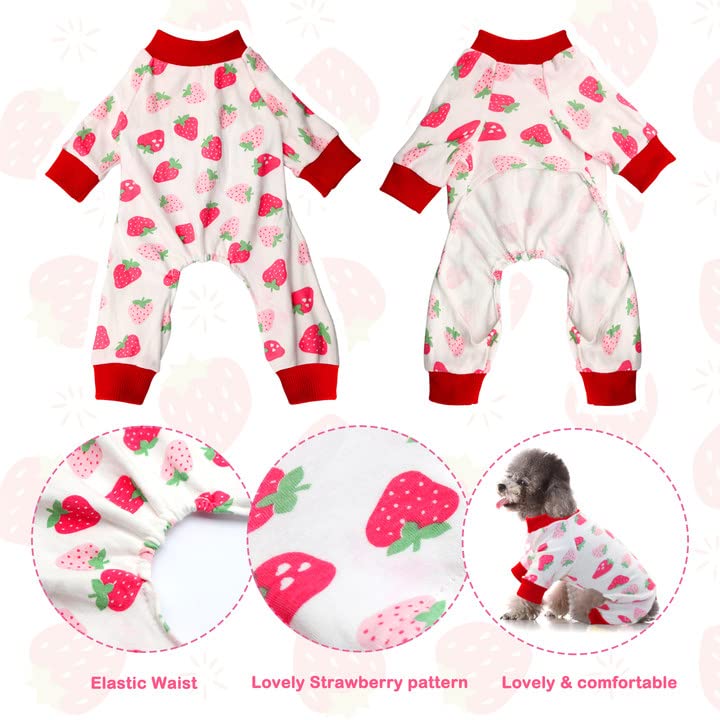 Rypet Small Dog Pajamas 2 Pack - Cute Cat Pajamas Onesie Soft Puppy Rompers Pet Jumpsuits Cozy Bodysuits for Small Dogs and Cats(Blue + Red)