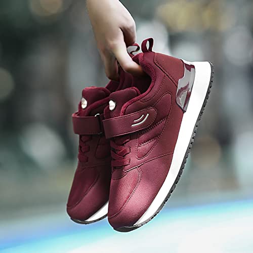 FASDNENDYS Winter Walking Boots Couple Models Women's Middle Aged and Elderly High Top Plus Velvet Shower Shoes for Women Red