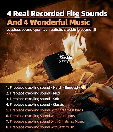 MSELTOS Fireplace Crackling Sound Maker, 2 in 1 Realistic Rechargeable Fire Crackling Sound Machine for Gas & Electric Fireplace, Fire Crackler Sound System, 3H Timer, 16 Levels of Volume (White)