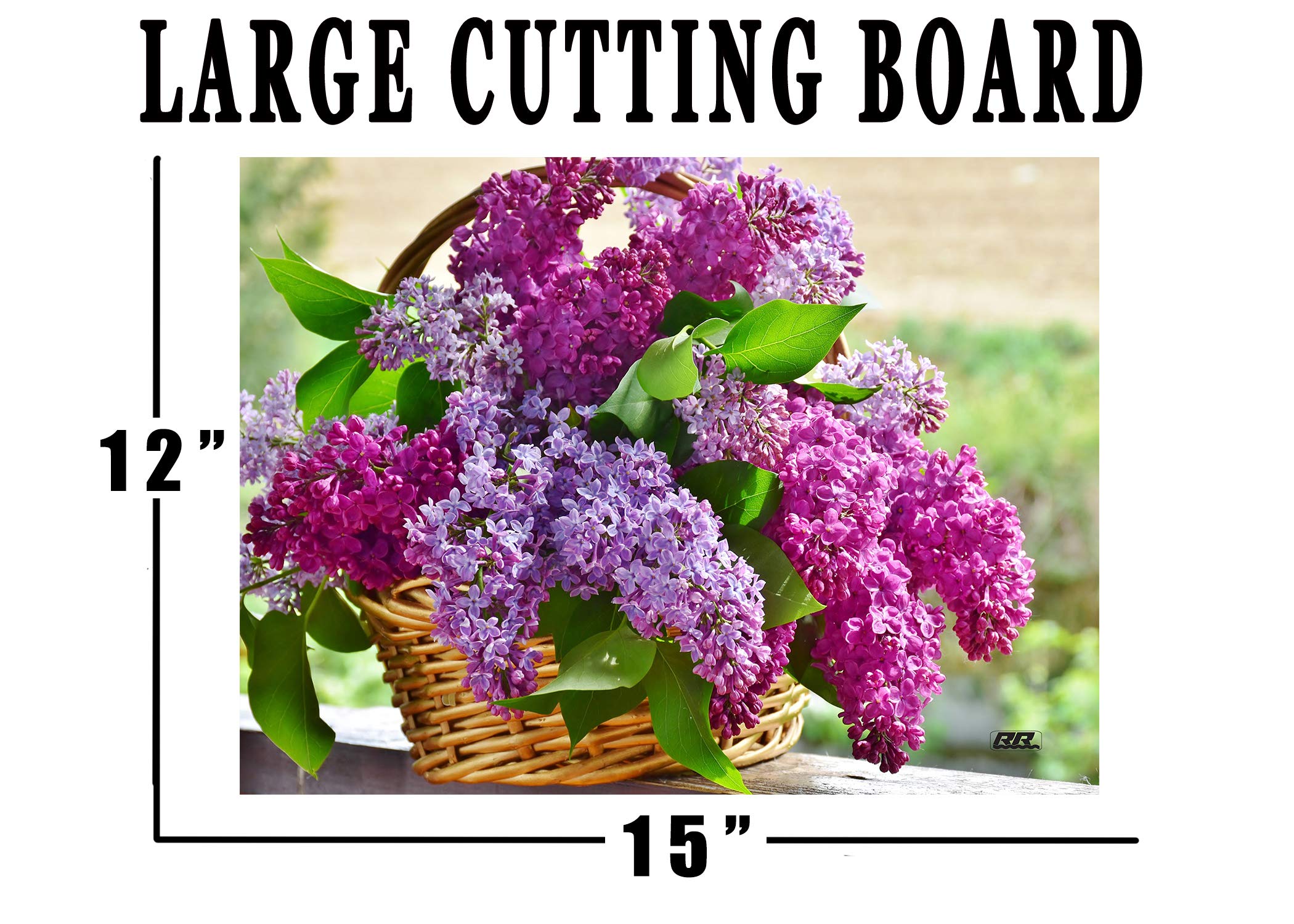 Flower Lavender Lilac Floral Kitchen Glass Cutting Board Decorative Gift For Mom Design