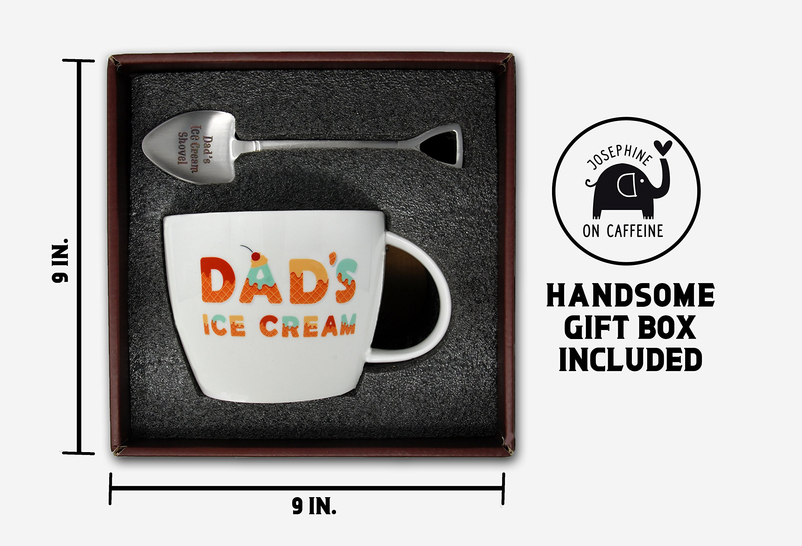 Gifts for Dad –Dad’s Ice Cream Bowl and Engraved Spoon Dad’s Ice Cream Shovel – Ideal Father’s Day Gift, Christmas Gift or Birthday Gift by Josephine on Caffeine (Dad)