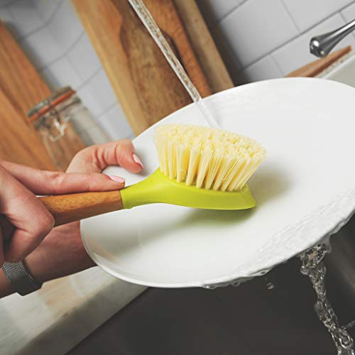 Full Circle Be Good Bamboo Handle Dish Brush β Sustainable Kitchen Cleaning with Tough Bristles - Natural Dish Scrubber & Cast Iron Cleaner - Long Handle Brush for Dishes, Pots, and Pans, Green