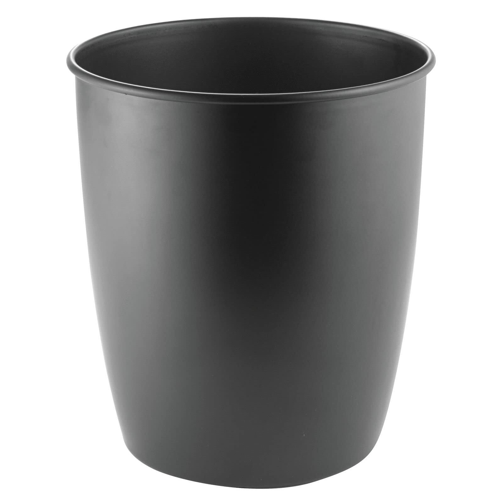 mDesign Small Steel Round Trash Can Bucket - 1.5 Gallon Wastebasket, Garbage Container Bin for Bathroom, Powder Room, Bedroom, Kitchen, Home Office - Malloy Collection - Matte Black