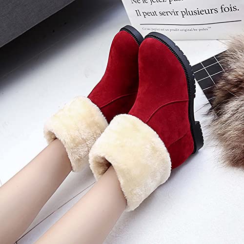 FASDNENDYS Womens Mid Knee High Boots Women's Ankle Shoes Winter Boots Plus Size Heels for Women Wide Width Red