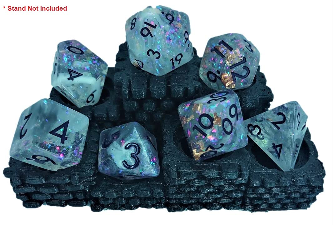 TRHOH RPG and D&D Resin Dice Set for Cold Damage - Chiseled from Fairy Death Ice