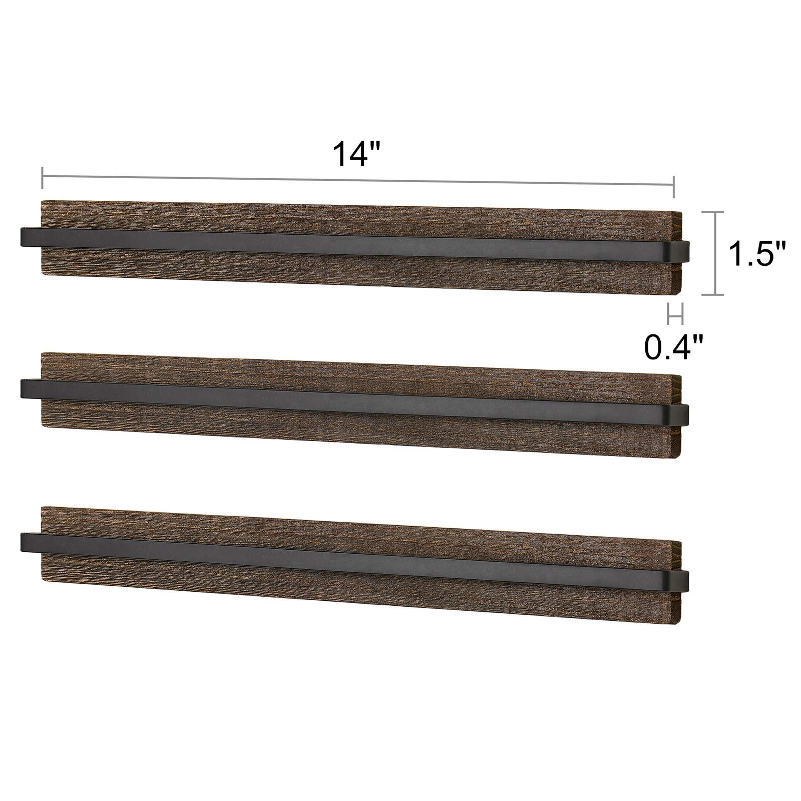 Mkono Wood Sunglasses Storage Organizer Wall Mounted Rustic Eyeglasses Display Holder Eyewear Glasses Hanging Rack for Entryway Living Room Bedroom, 3 Pack, Brown