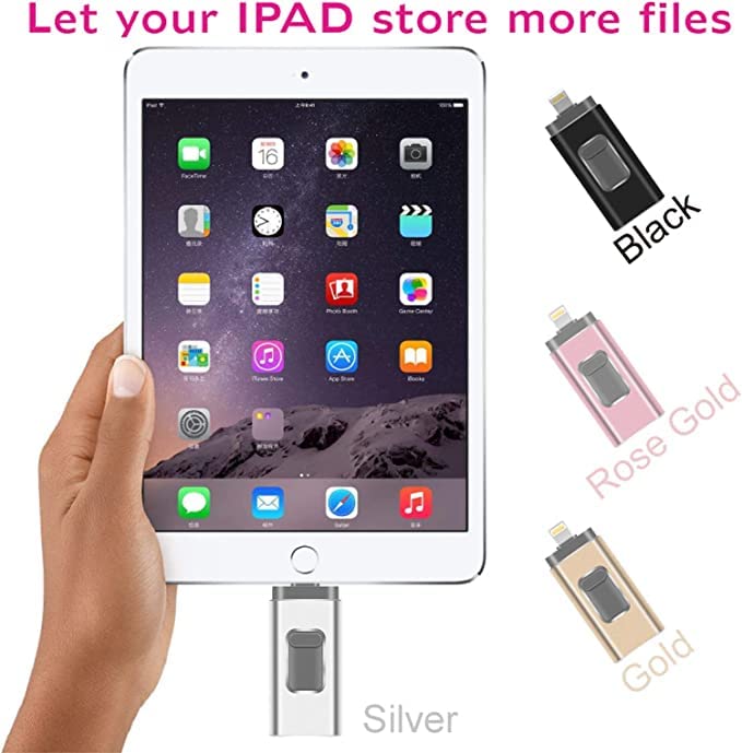 Guanshan Ash 4 in 1 High Speed USB Multi Drive Flash Drive,USB Flash Drive Compatible for iPhone and Computer, Flash Drive for iPhone & Photo Stick for Android Phones (64GB,Gold)