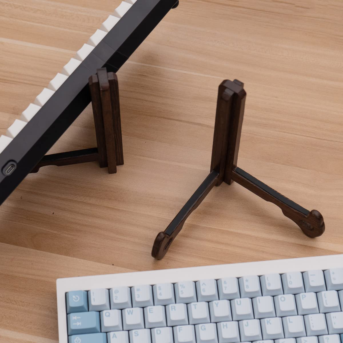 Hunfuthr Wooden Keyboard Stands Mechanical Gaming Display Holder Assembleable Portable Keyboard Storage Stand for Keyboards Tablet Textbooks(1pcs)