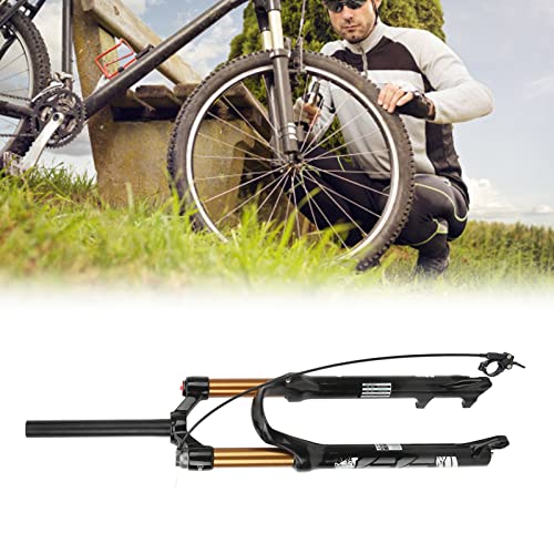 DAUERHAFT Bicycle Front Forks, 120mm Stroke 26inch Mg Aluminum Alloy Bike Suspension Air Fork Straight Steerer for Off Road