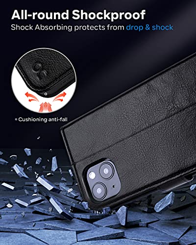 OCASE iPhone 14 Plus Wallet Case, Durable PU Leather Flip Folio Case with 3 Card Holders, RFID Blocking, Shockproof TPU Inner Shell, Protective Phone Cover Women Men for iPhone 14 Plus 6.7 Inch, Black