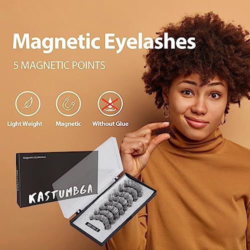 Dual Magnetic Eyelashes, Magnets False Eyelashes NO Eyeliner or Glue Needed, Natural Lashes 3D Effect Fake Eyelashes 2 Pairs Pack with Tweezers