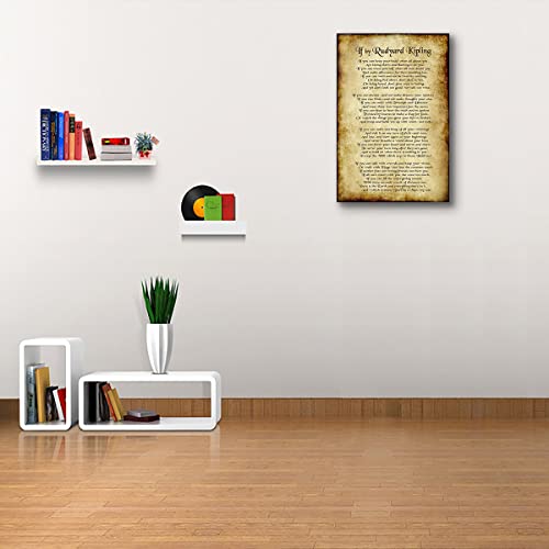 Rudyard If Poster Modern Poem Framed Motivational Wall Art Print Retro Canvas Inspirational Quotes Poster Vertical Picture For Bedroom Deco Framed (12x18 inch)