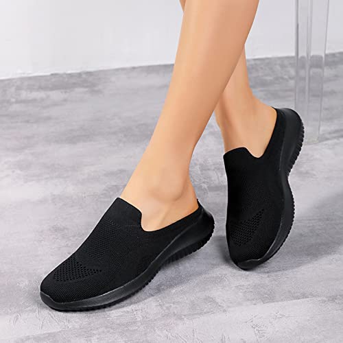 FASDNENDYS Walking Shoes for Women Arch Support Slip On Breathable Comfortable Womens Sneaker Booties and Boots Black