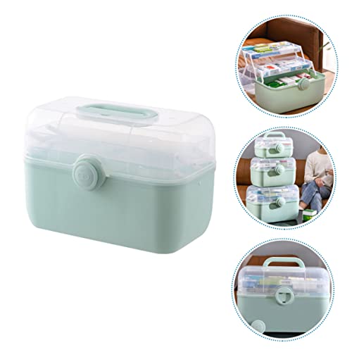 KICHOUSE Large Capacity Multi Medicine Organizer Box Lockable Storage Box for Family Use Home Medicine Box with Detachable Tray for Emergency Supplies