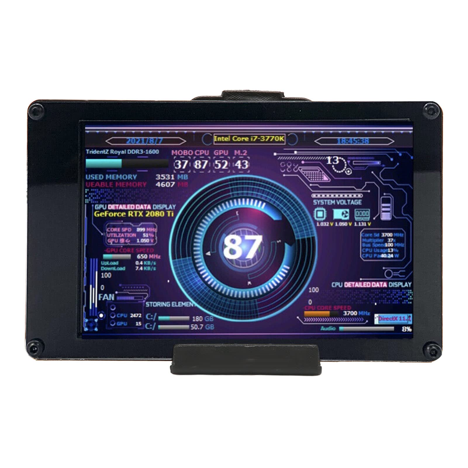 GOWENIC 3.5 Inch IPS Monitor, USB Computer Temp Monitor with 320x480 Resolution, Data Display for PC CPU, RAM, Internet Speed, Time, Volume, Weather Forecast