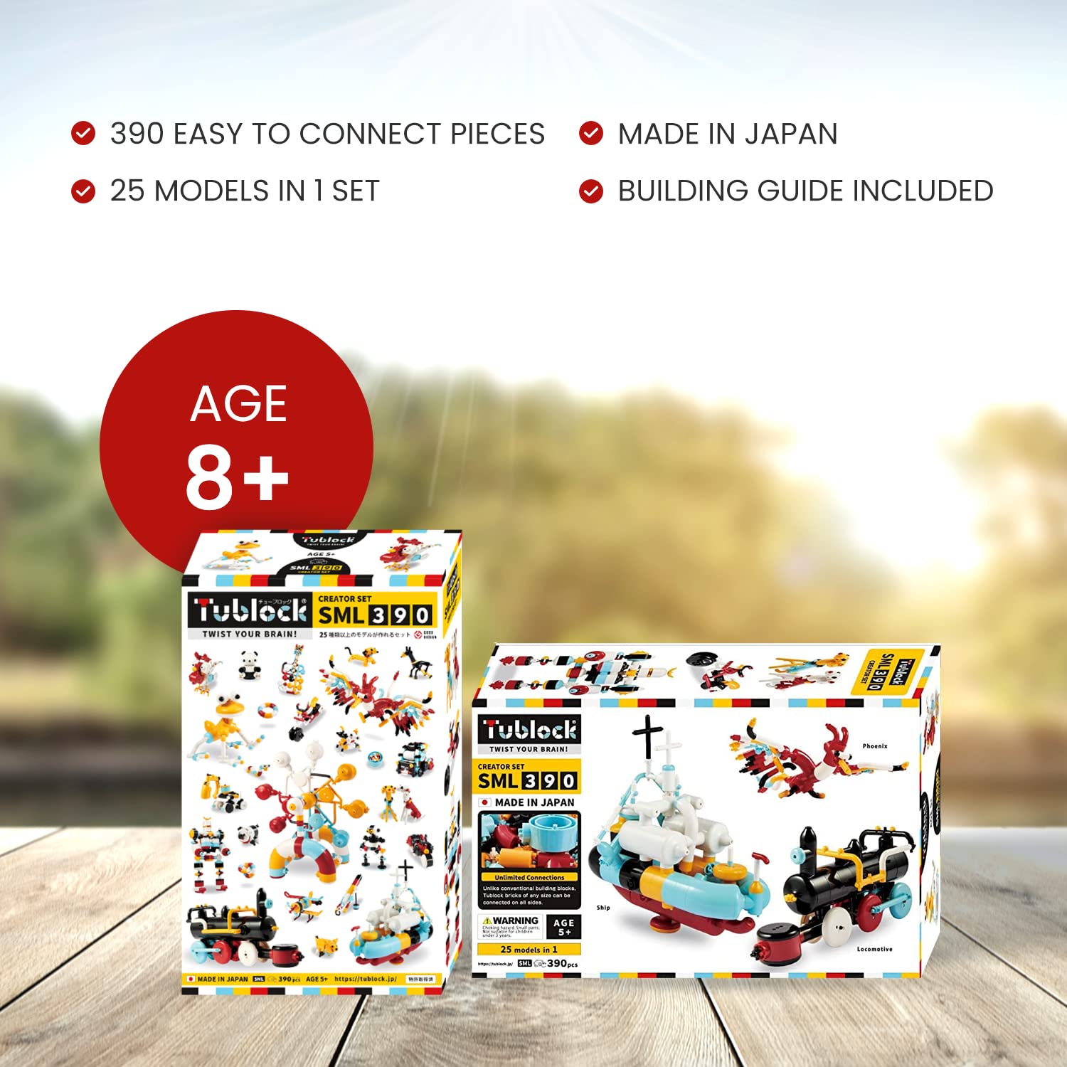 Tublock Creator Set (SML 390 Pieces) | Creative and Educational Brick Building Toys for Girls and Boys | Colorful Building Bricks Set | Innovative Curved Bricks for Building with Movable Pieces