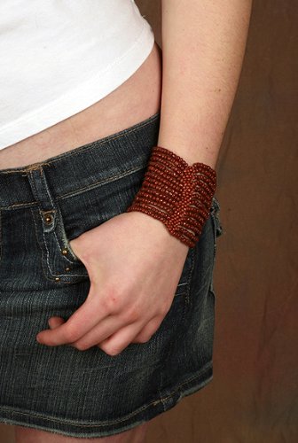 Curious Designs Cuff Bracelet, Black and 1 Assorted - Glass Beaded Stretch Style, Elastic, 6.5 to 8 Inches