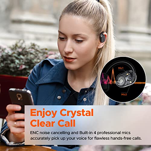 truefree O1 Open Ear Headphones Bluetooth 5.3 Wireless Open Ear Earbuds with 16.2mm Driver, Immersive Stereo Sound, Noise-Cancellation Mic for Clear Calls, 45H Playtime, for Sports Workout Gaming