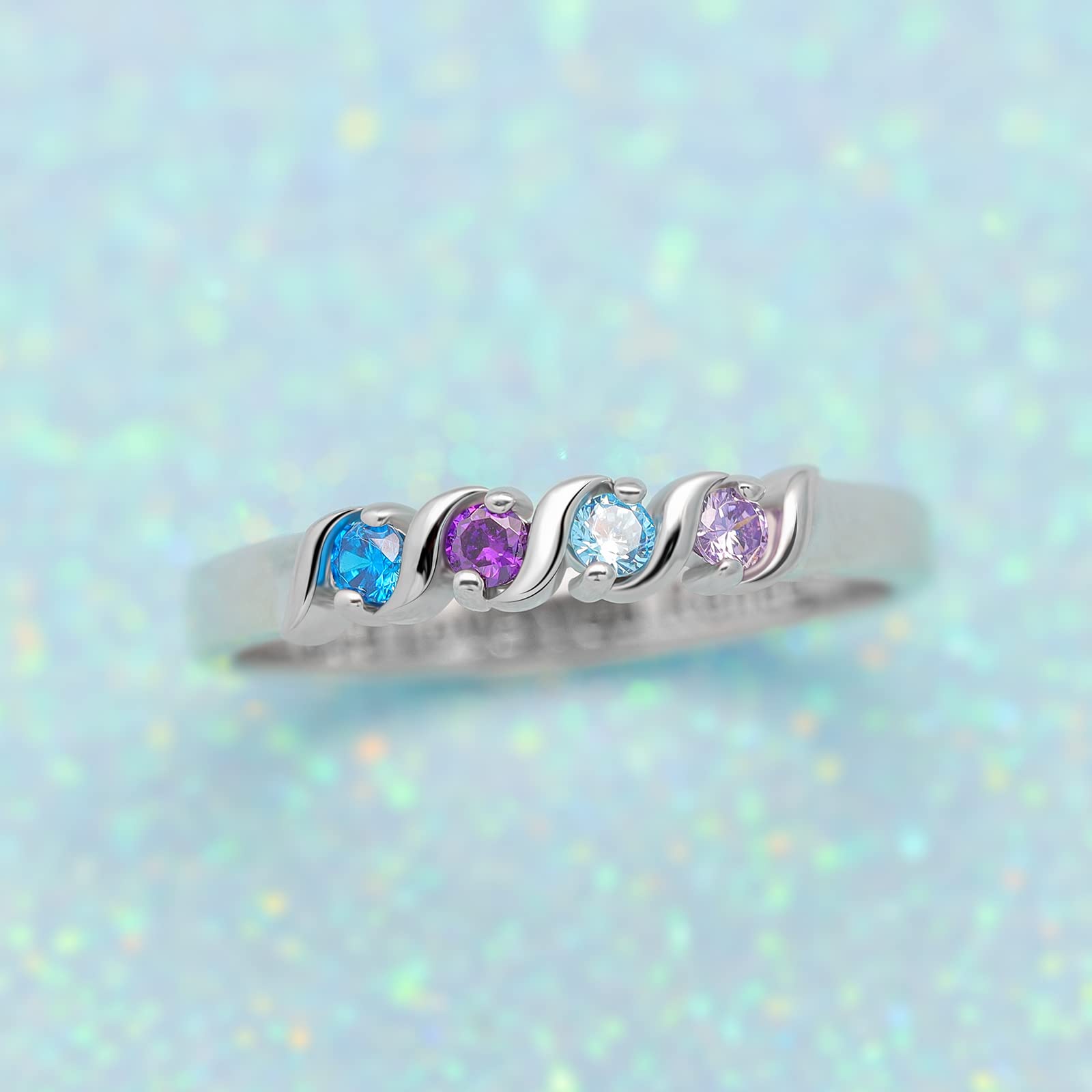 Custom Stackable Birthstone Rings for Women 925 Sterling Silver Personalized Stacking Rings for Mother