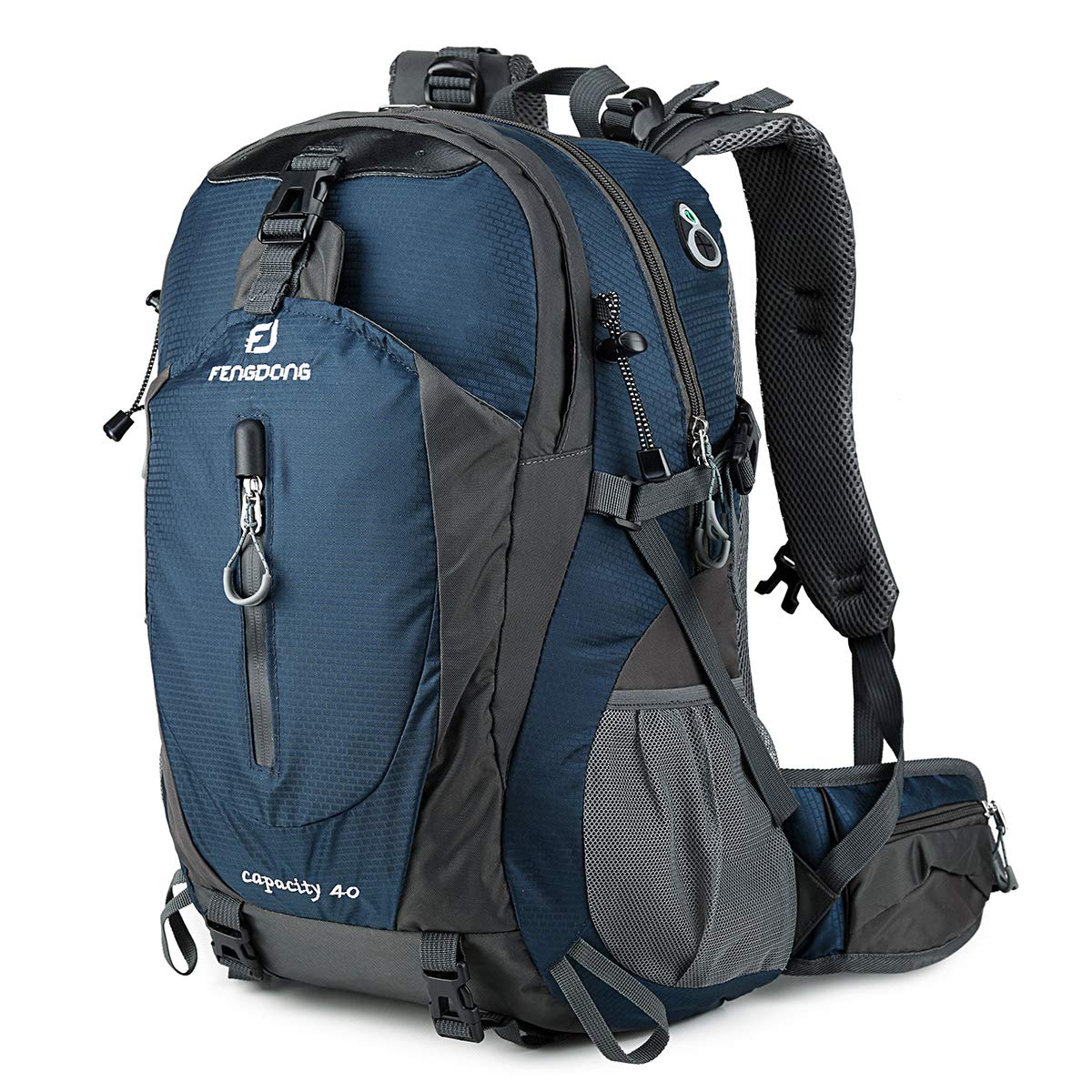 FENGDONG 50L Waterproof Lightweight Expandable Hiking,Camping,Travel Backpack with Shoes Compartment for Men Women Blue