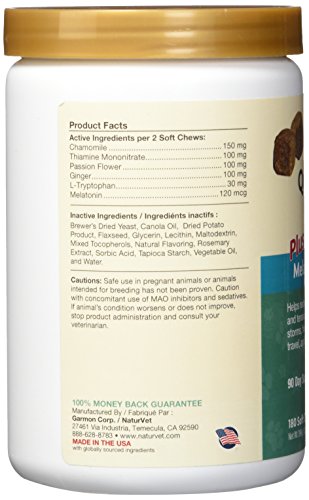 NaturVet Quiet Moments Calming Aid Plus Melatonin 180 Soft Chews 13.9OZ