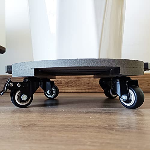 NOAMOO Round Plant Caddy with Wheels Heavy Duty Outdoor Indoor 12 Inch 2 Pack,Rolling Plant Stand with Casters for Heavy Pots 150LBS,Charcoal