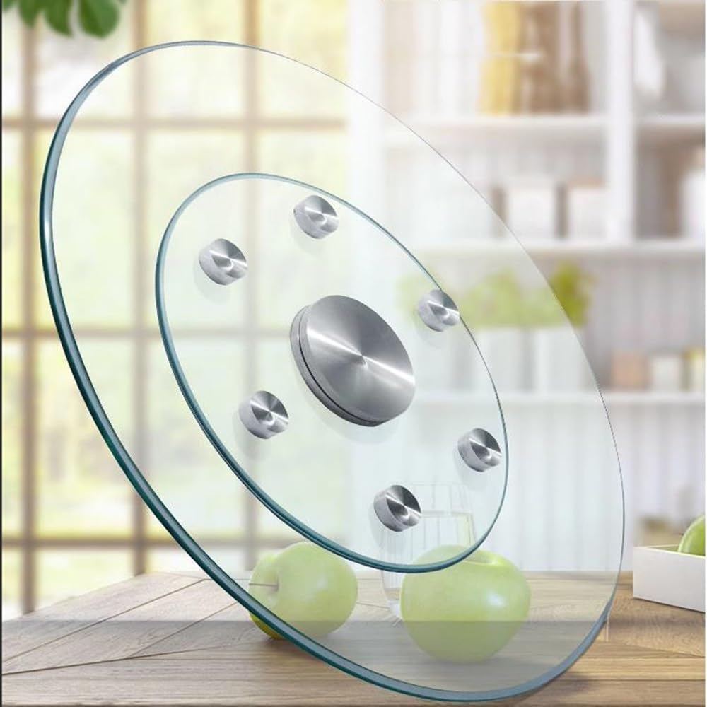 DOUKI 24" Turntable Rotating Serving Tray Glass Lazy Susan For Dining Table Large Round Tabletop Rotating Tray Round Glass Dining Table Top (Size : 24inch(60cm))