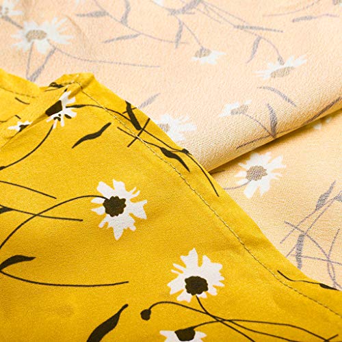Floral Print Sleeveless Sling Dress Womens Front Lace Ups Back Zipper Patchwork Beach Dress Yellow