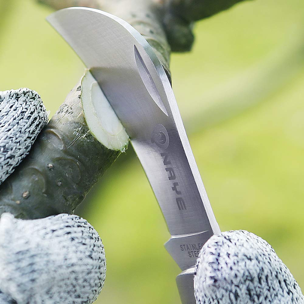 NAYE Folding Garden Knife With Lock Back Hawkbill Blade For Pruning Foraging Mushroom,Gardening Gift For Gardeners