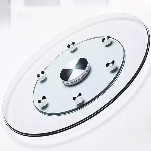 DOUKI 40" Glass Lazy Susan Turntable For Dining Table Rotating Serving Plate, Large Tabletop Rotating Tray With Anti-Tilt Auxiliary Wheels (Color : Clear, Size : 28inch(70cm))