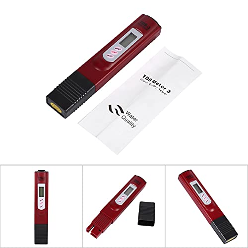 GOWENIC TDS Meter, 0~9999ppm -2% Accuracy Testing Water Quality, Temp Portable Pen Type Meter, for Aquariums,RO System,Swinging Pool, Etc (Red)
