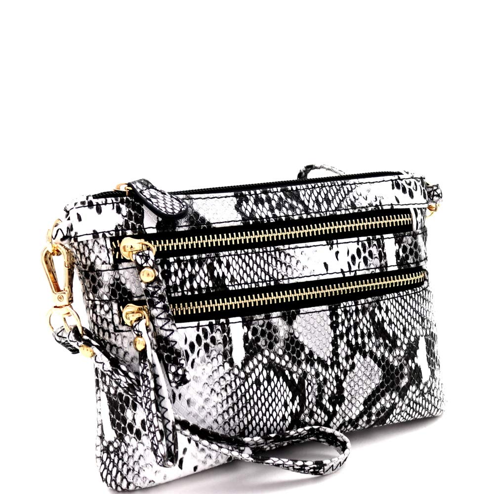 Trendeology Multi Pocket Soft Faux Leather Wristlet Small Wristlet Crossbody Bag for Travel (1Snake Taupe)
