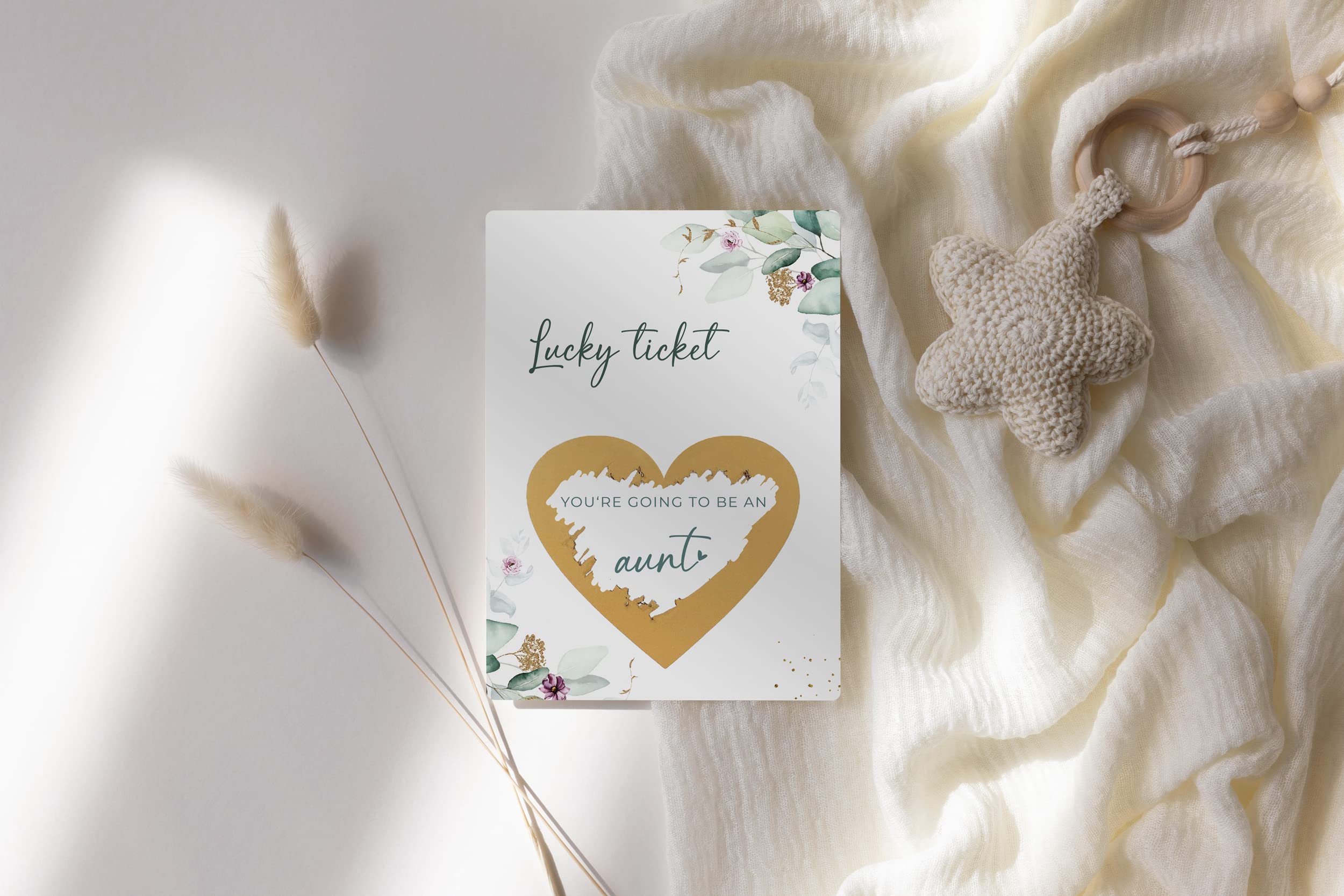 Joli Coon Pregnancy announcement scratch card - You are going to be an aunt - Baby announcement with envelope - Eucalyptus