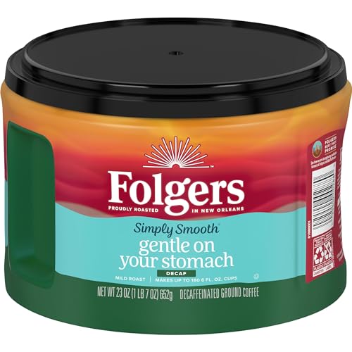 Folgers Simply Smooth Decaf Mild Roast Ground Coffee, 23 Ounces (Pack of 6)