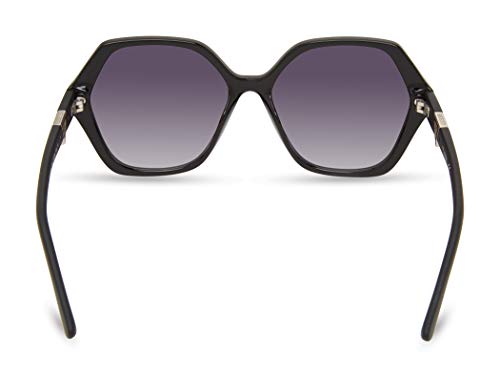 GUESS Women's Trendy Geometric Square Sunglasses, Shiny Black, 57mm