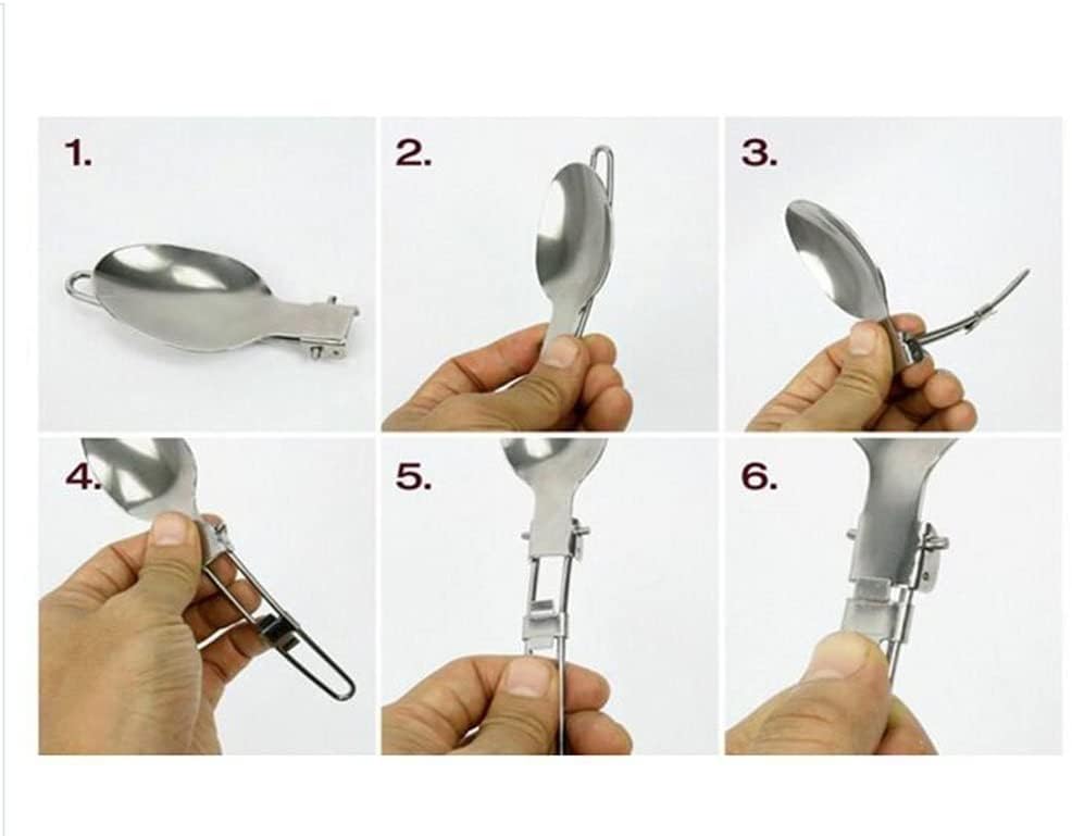 Folding Spoon Fork Knife Set Portable 3 in 1 Folding Dinner Flatware Utensils Stainless Steel Perfect for Camping Picnic Travel Hiking Backpacking