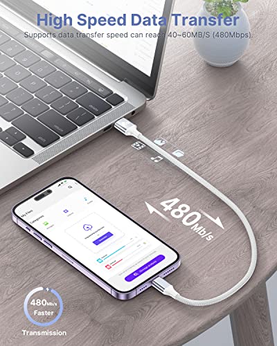 Short iPhone Charger 1ft 2Pack, Apple Certified 1 Foot iPhone Charger Cord Nylon Braided 12 Inch Short Cable Fast Charging Compatible with iPhone 13 12 11 Pro Max XR XS 8 7 6 Plus SE 2020