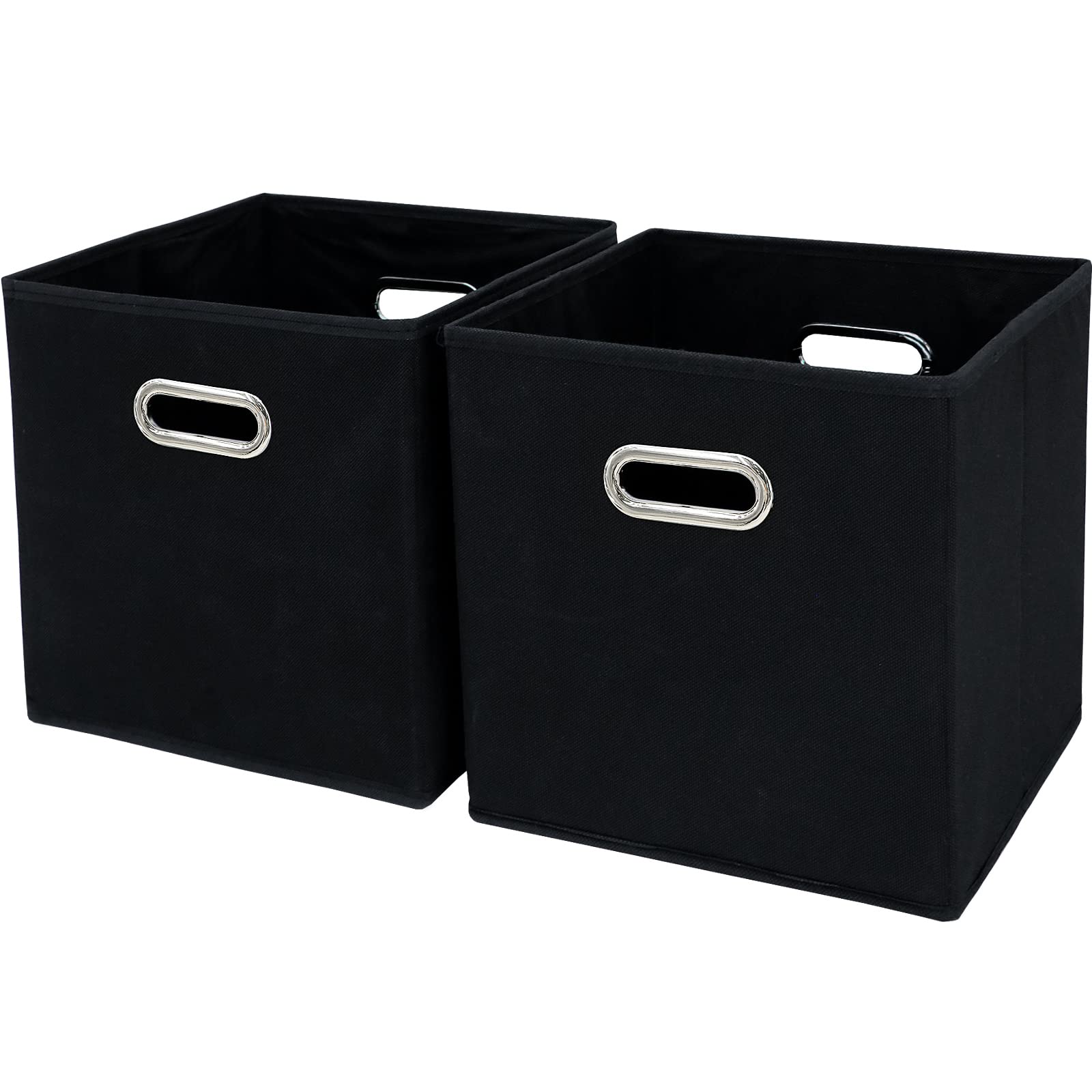 SEVENDOME Fabric Storage Bins Cube ,11x11x11 Fabric Cubby Organizer Baskets with Handle, Foldable Basket for Closet or Collapsible Storage Box Set of 2 (Grey )