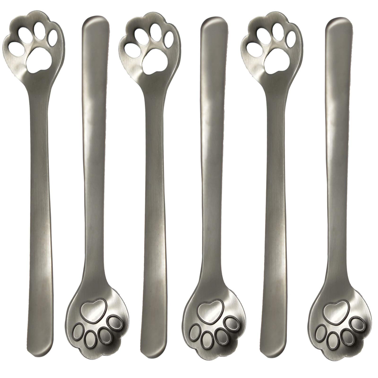 Maydahui 6PCS Cat Paw Spoon Hollow Out Coffee Spoons 5.8 inch 18/10(304 )Stainless Steel Teaspoon for Dessert Ice-cream Stirring Home Kitchen Restaurant