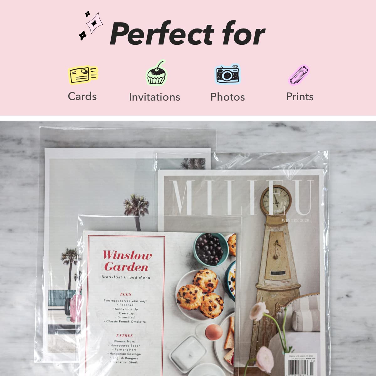 Pack It Chic - 8β X 10β (1000 Pack) Clear Resealable Cello Poly Bags - Fits 8X10 Prints, Photos, Artwork - Self Seal